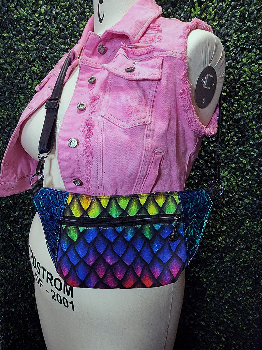 Rainbow Dragon Scale Convertible Bum Bag Fanny Pack Crossbody Purse ...